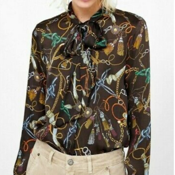 Zara | Tops | Zara Chain Print Blouse | Poshmark